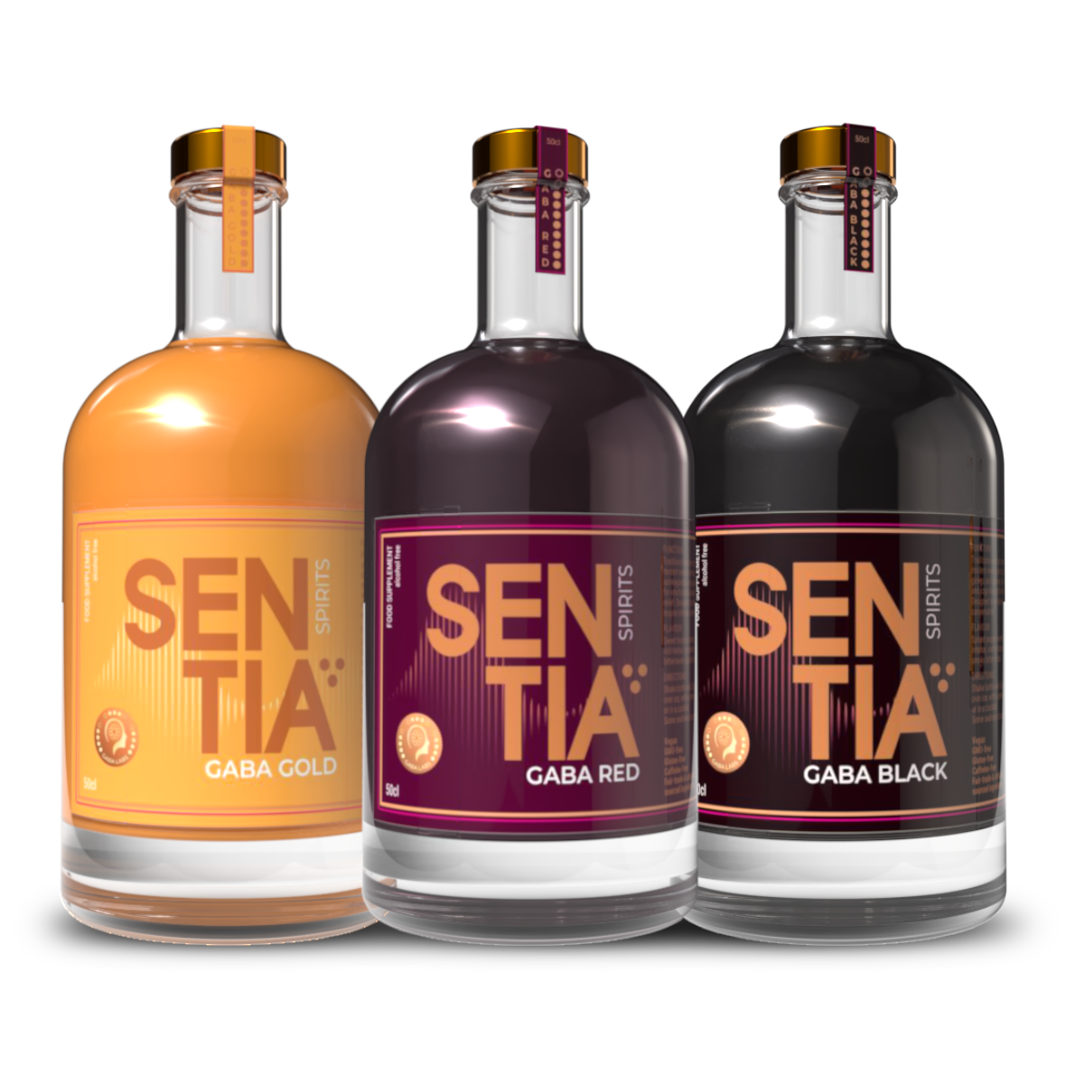 GABA Gold 50cl, GABA Black 50cl & GABA Red 50cl – Sentia Spirits